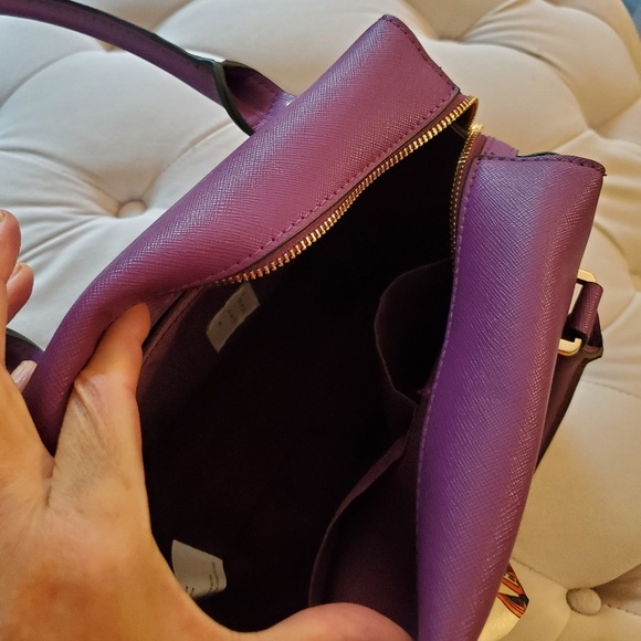 Bags | Deep Plum Wgold Tone Accents Satchel | Poshmark